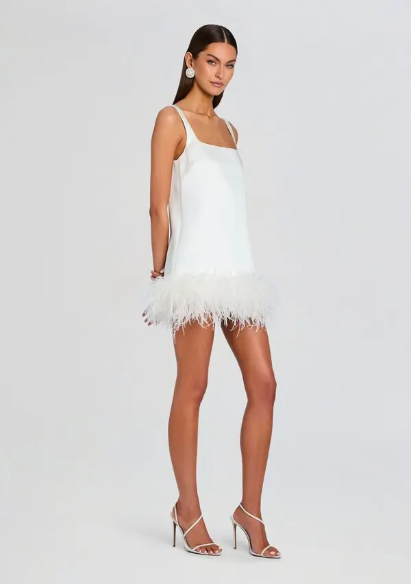 Retrofete Ragna Feather Dress - White