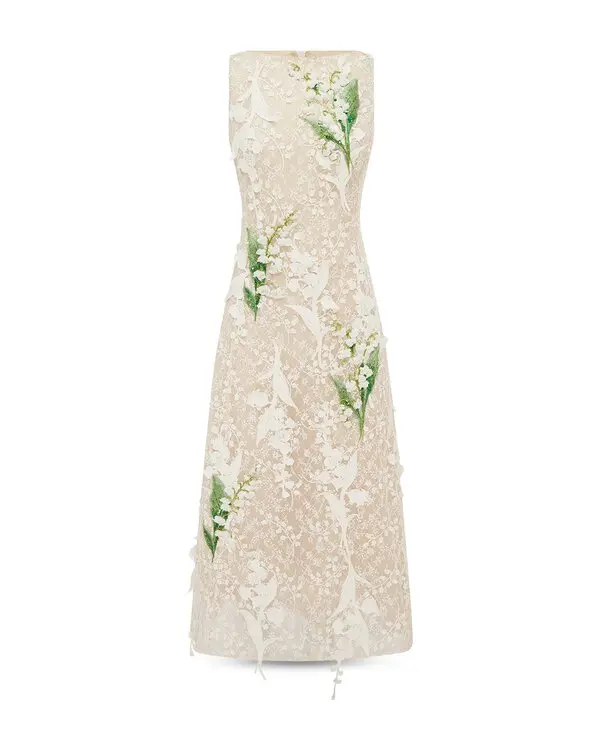 LEO LIN Cleo Embellished Lace Sleeveless Midi Dress