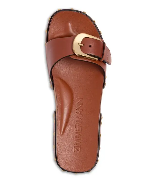 Zimmermann Leather Clog Slide Sandals With Gold-tone Studs