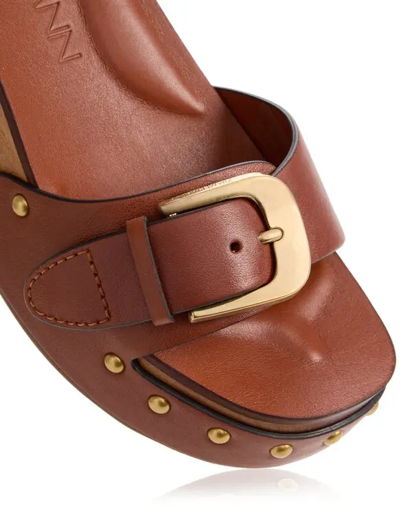 Zimmermann Leather Clog Slide Sandals With Gold-tone Studs