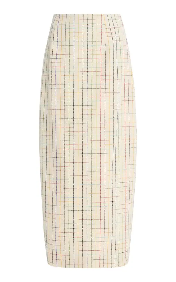 Rosie Assoulin Space-dyed Checked Silk Midi Skirt - Multi