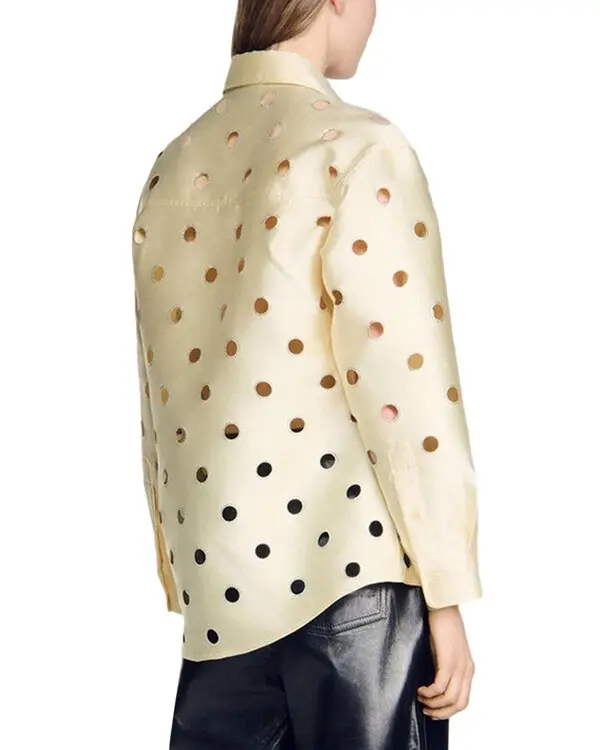 Sandro Openwork Rhinestone Shirt