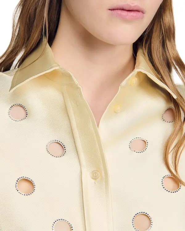 Sandro Openwork Rhinestone Shirt