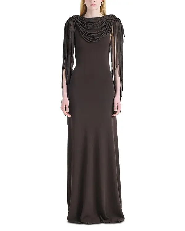Altuzarra Chaney Fringe Embellished Maxi Dress - Fudge
