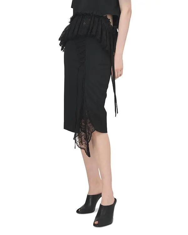 Alexander McQueen Lace Up Woven Wool Skirt