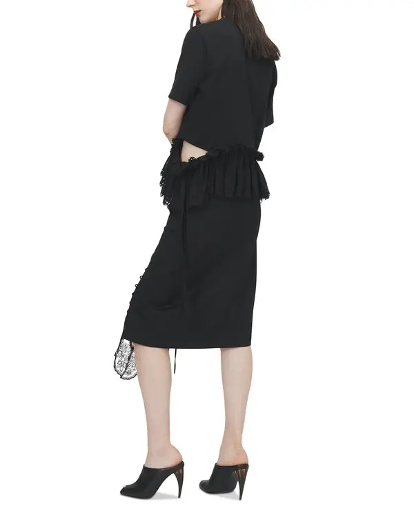 Alexander McQueen Lace Up Woven Wool Skirt