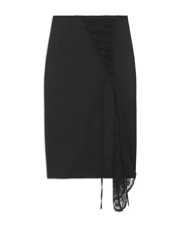 Alexander McQueen Lace Up Woven Wool Skirt