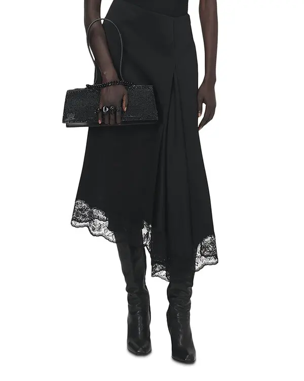 Alexander McQueen Satin Back Crepe Skirt - Black