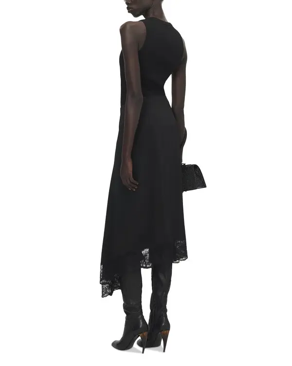 Alexander McQueen Satin Back Crepe Skirt With Lace Trim