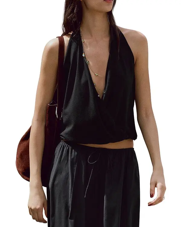 REFORMATION Lois Halter Top - Black
