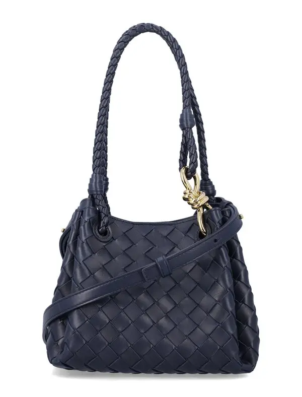 Bottega Veneta Small Intrecciato Padded Shoulder Bag With Knot Handle - Blu