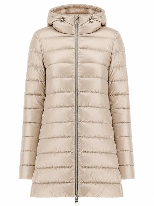 Herno Short Puffer Coat With High Collar - Beige