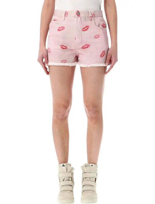 MARANT ETOILE The Kiss" Print Organic Cotton Shorts - Rosa