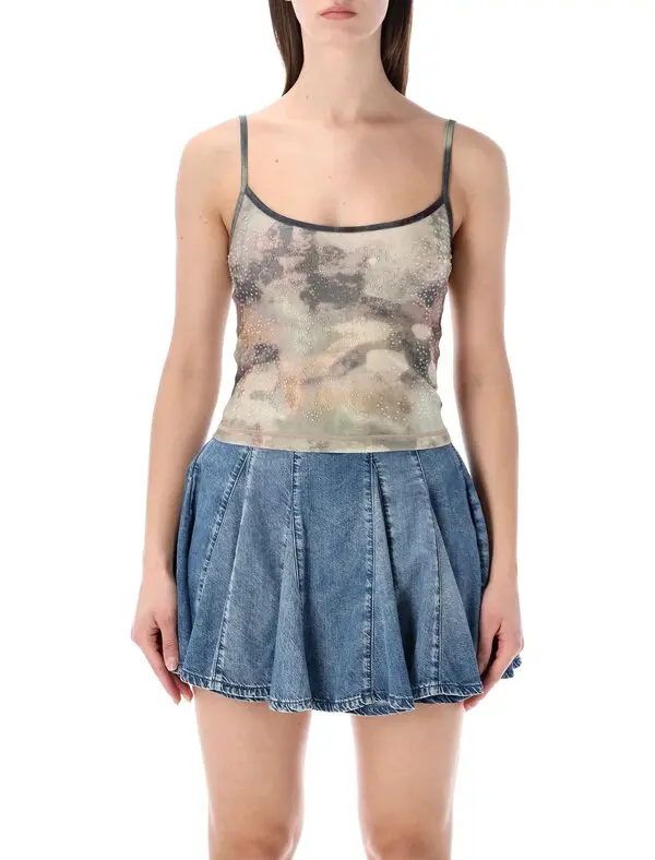 DIESEL® Inspired Camouflage Print Slim-fit Cami Top - Marrone