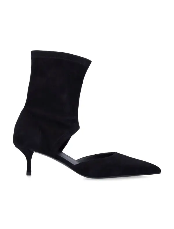 Alaïa Low Ankle Boots With Stretch Fit, Point Toe & Graphic Cutouts - Nero