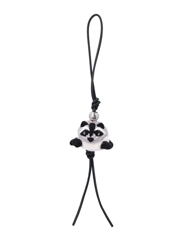 Loewe Raccoon Mini Felt Charm With Knotted Leather Cord - Grigio