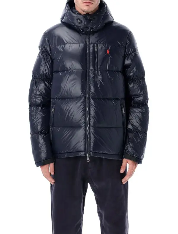 Polo Ralph Lauren Glossy Finish Down Jacket With Detachable Hood - Blu