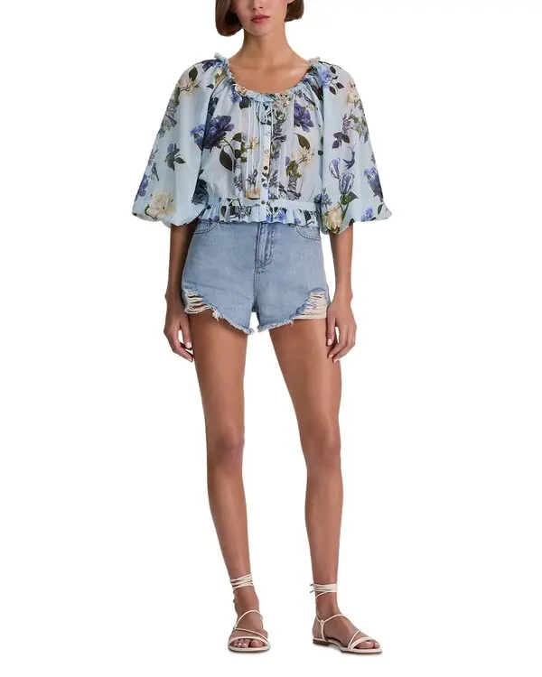 Alice + Olivia Mclaine Elbow Sleeve Cropped Blouse