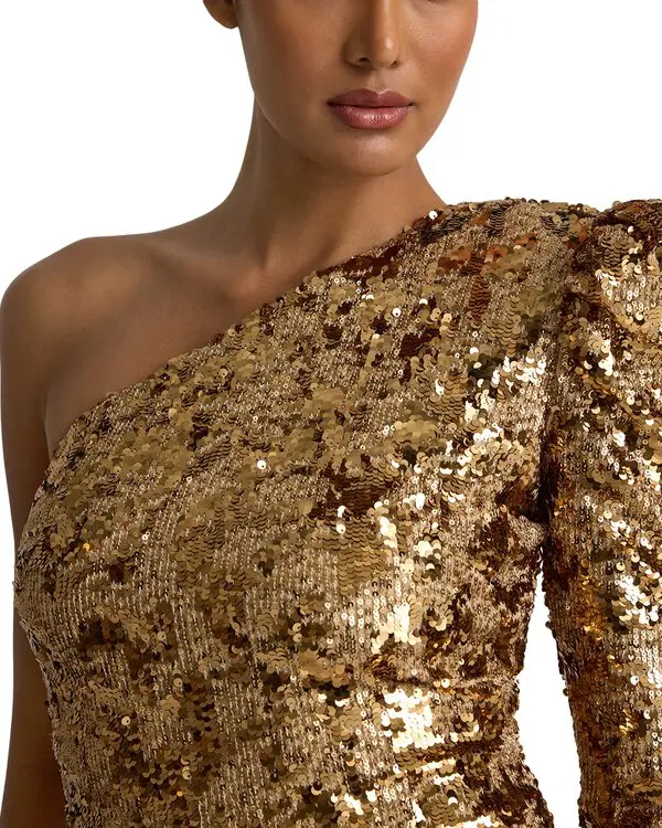 St. John Stretch Sequin One Shoulder Gown