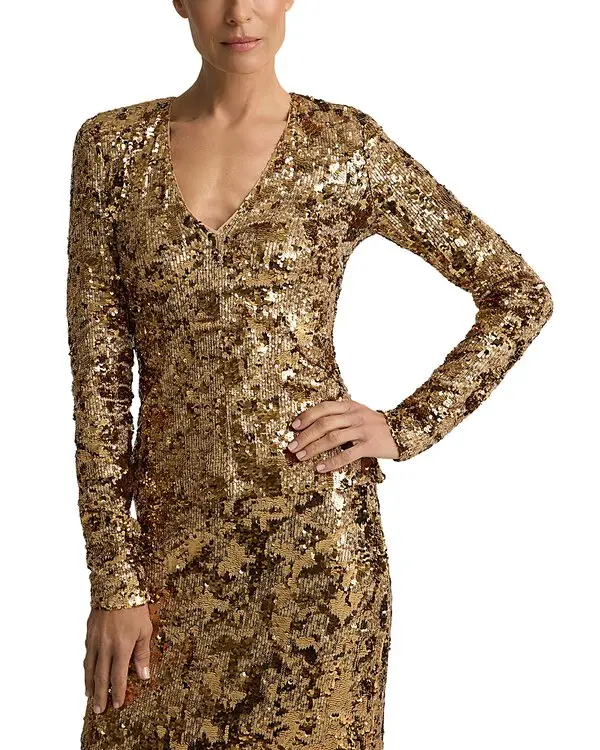 St. John V Neck Sequin Top