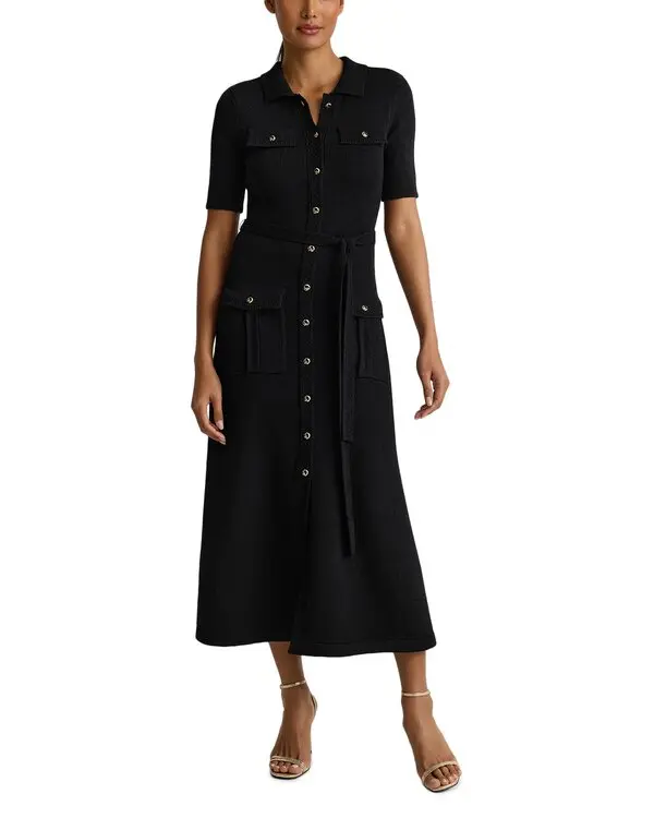 St. John Legacy Crepe Wool Blend Shirt Dress