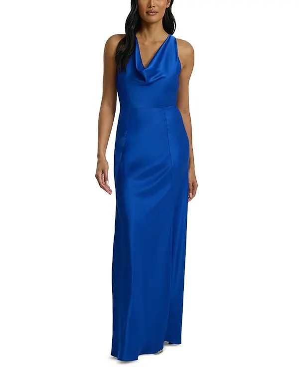 St. John Liquid Satin Cowl Neck Dress