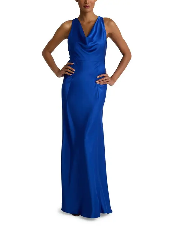 St. John Liquid Satin Cowl Neck Dress