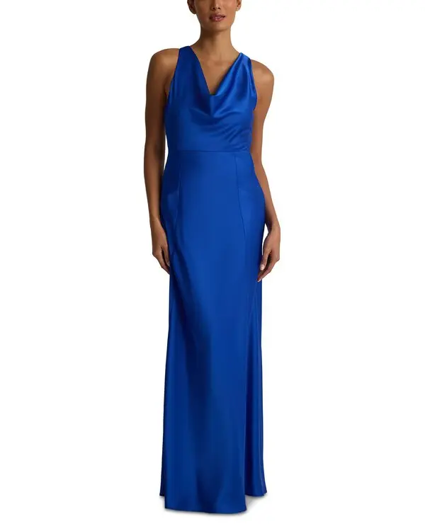 St. John Liquid Satin Cowl Neck Dress