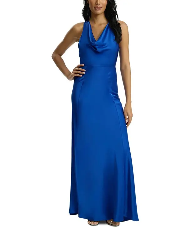 St. John Liquid Satin Cowl Neck Dress