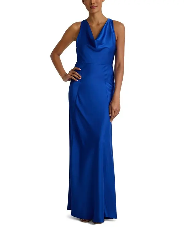 St. John Liquid Satin Cowl Neck Dress