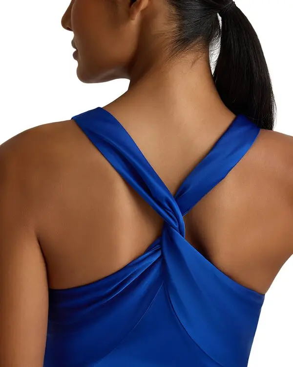 St. John Liquid Satin Cowl Neck Dress