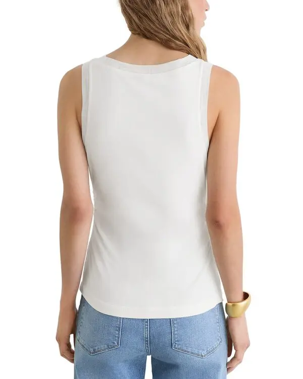 REISS Sheer Detail Rib Vest - White