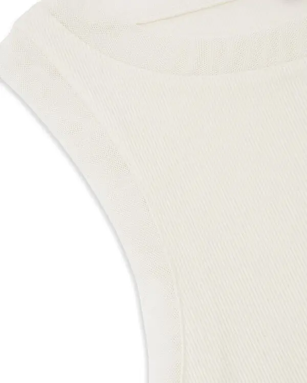 REISS Sheer Detail Rib Vest - White