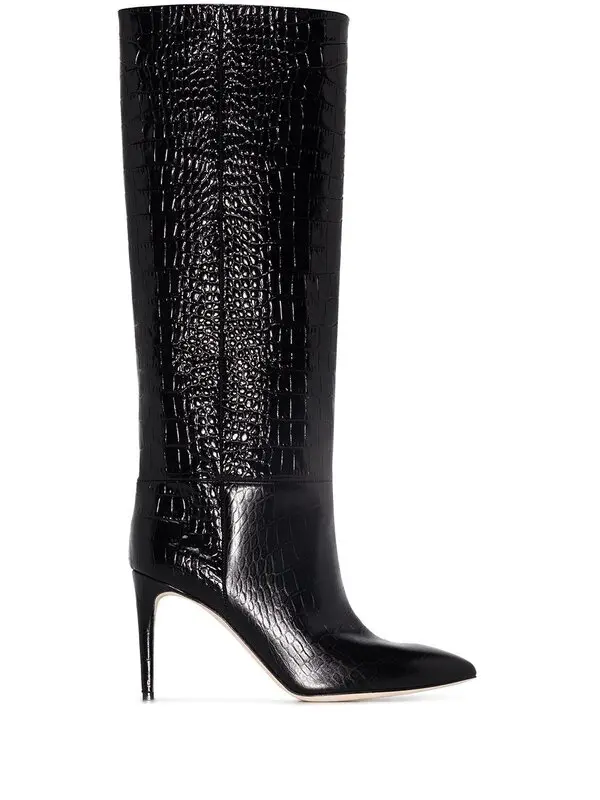 Paris Texas Stiletto Leather Boots - Black