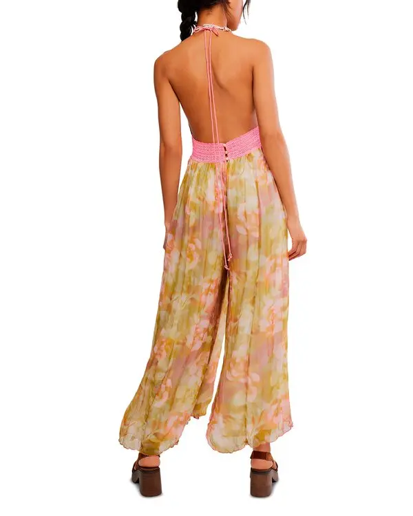 Free People Plunging Neck Flowing Jumpsuit