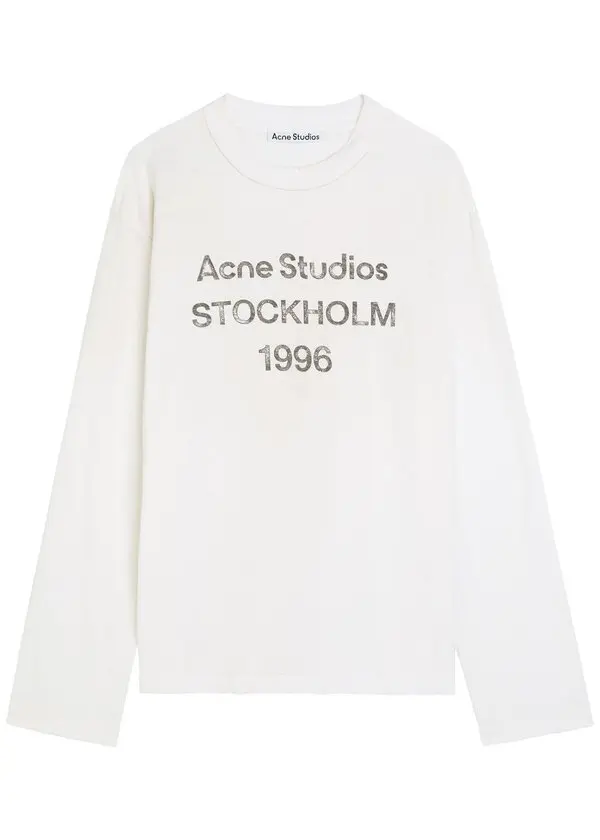 Acne Studios Long-sleeve Cotton-blend T-shirt With Printed Logo