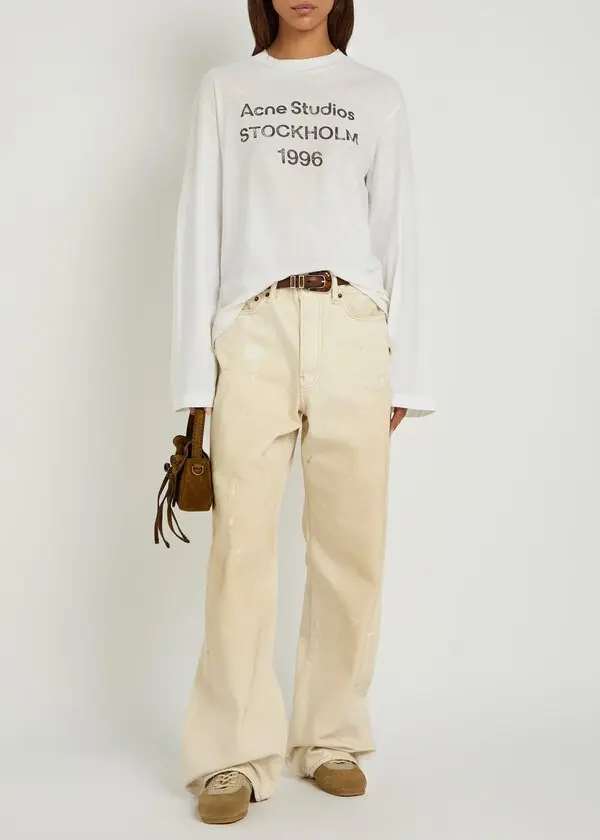 Acne Studios Long-sleeve Cotton-blend T-shirt With Printed Logo