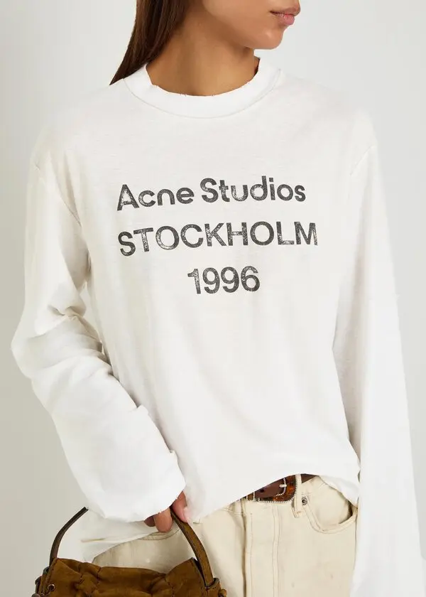 Acne Studios Long-sleeve Cotton-blend T-shirt With Printed Logo