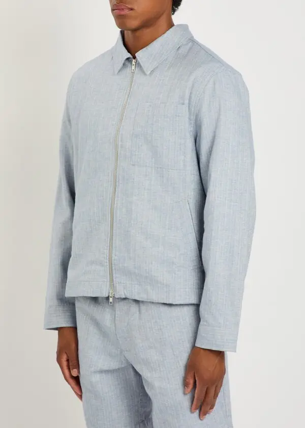 WAX LONDON Eldon Striped Cotton And Linen-blend Jacket
