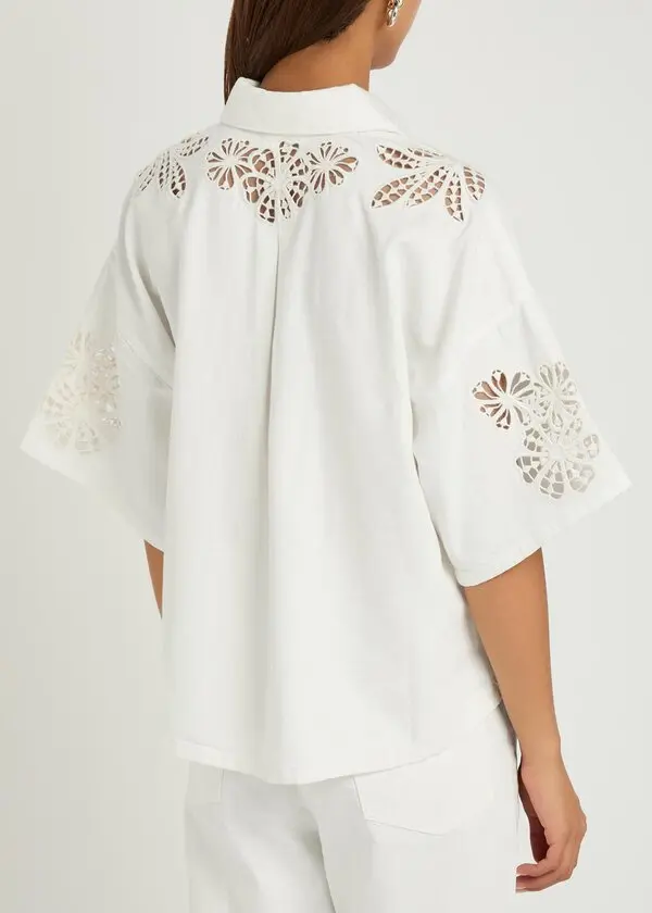 Rag & Bone Lucy Floral Cut-out Denim Top