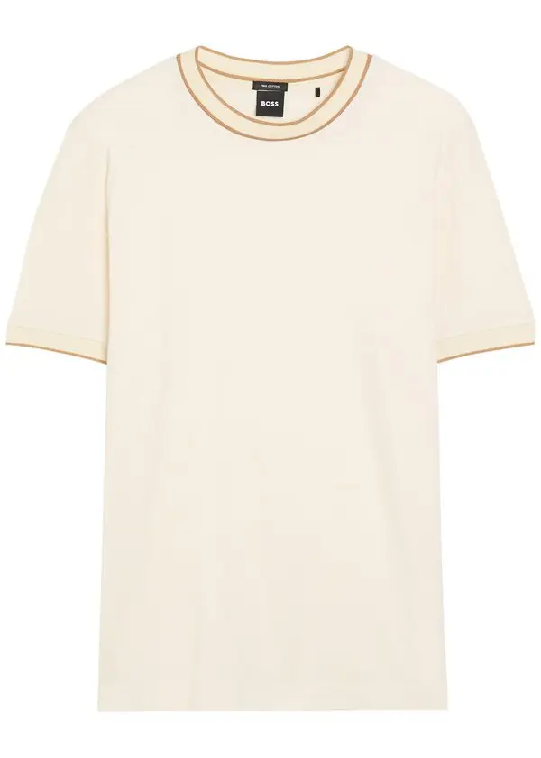 BOSS Thompson Striped-trim Piqué Cotton T-shirt