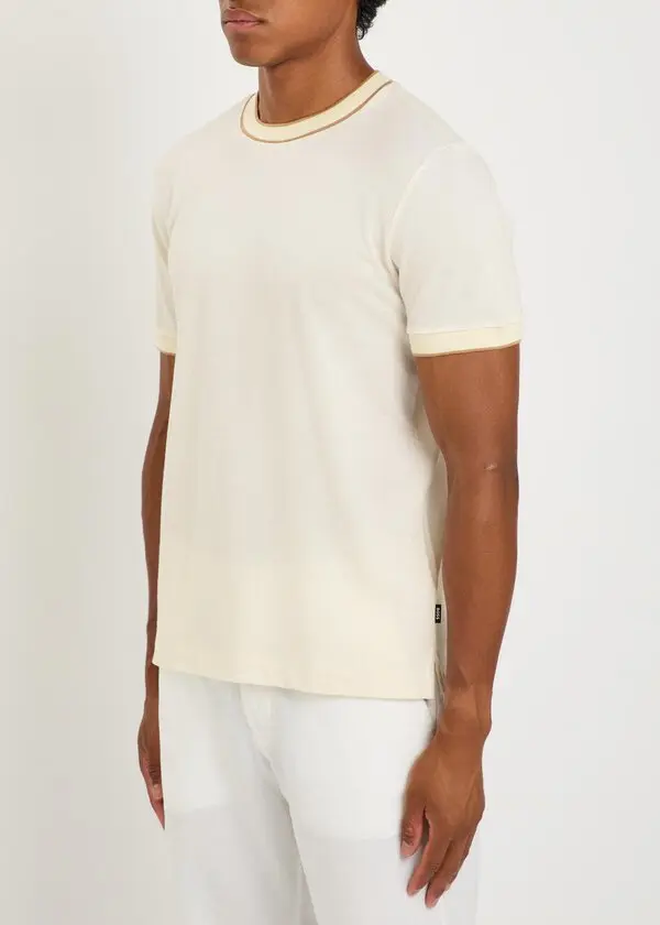 BOSS Thompson Striped-trim Piqué Cotton T-shirt
