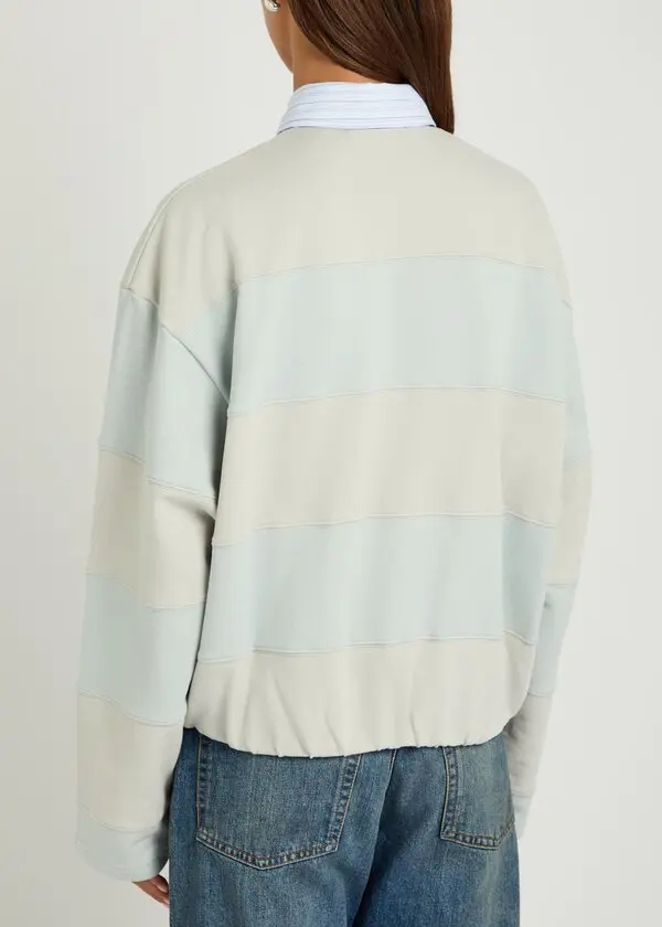 Acne Studios Striped Cotton Polo Sweatshirt With Embroidered Detail