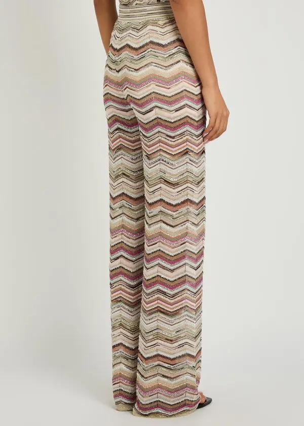 Missoni Chevron Wide-leg Metallic-knit Trousers