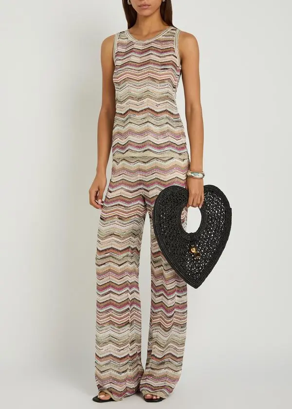 Missoni Chevron Wide-leg Metallic-knit Trousers