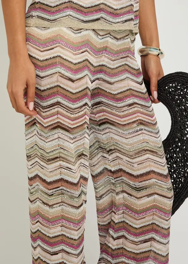 Missoni Chevron Wide-leg Metallic-knit Trousers