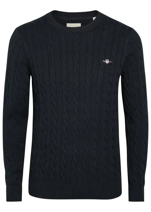 Gant Cable-knit Cotton Jumper With Embroidered Logo
