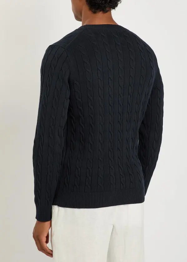 Gant Cable-knit Cotton Jumper With Embroidered Logo