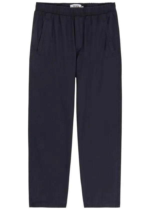 WAX LONDON Tyne Tapered Cotton Poplin Trousers - Navy