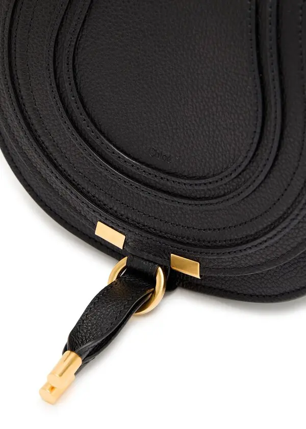 Chloé Marcie Small Grained Leather Saddle Bag - Black